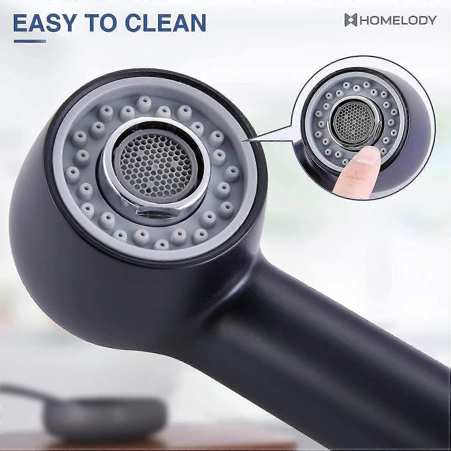 Retractable Black Faucet Sprayer Kitchen Sink Mixer Tap 2 Jets ...