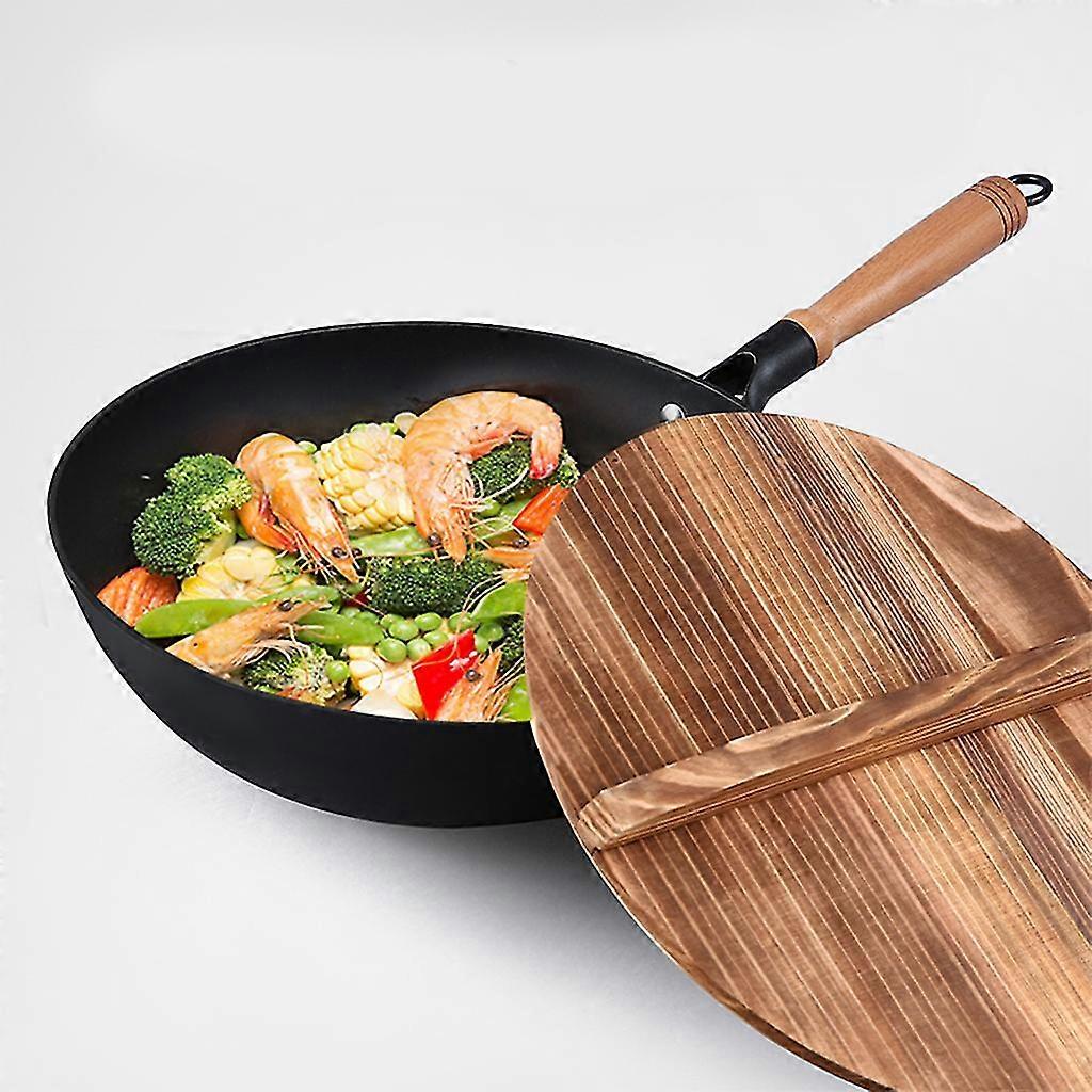 Wood Wok Lid Cover Wooden Lid Kitchen Tool For Cooking Cast Iron Wok ...
