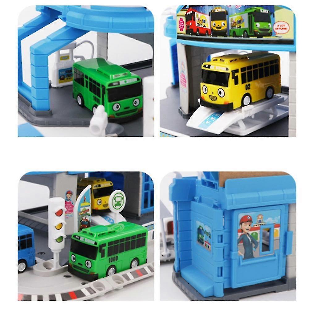 Cartoons Tayo the little bus set Assembled Bus Station Parking Lot Car ...