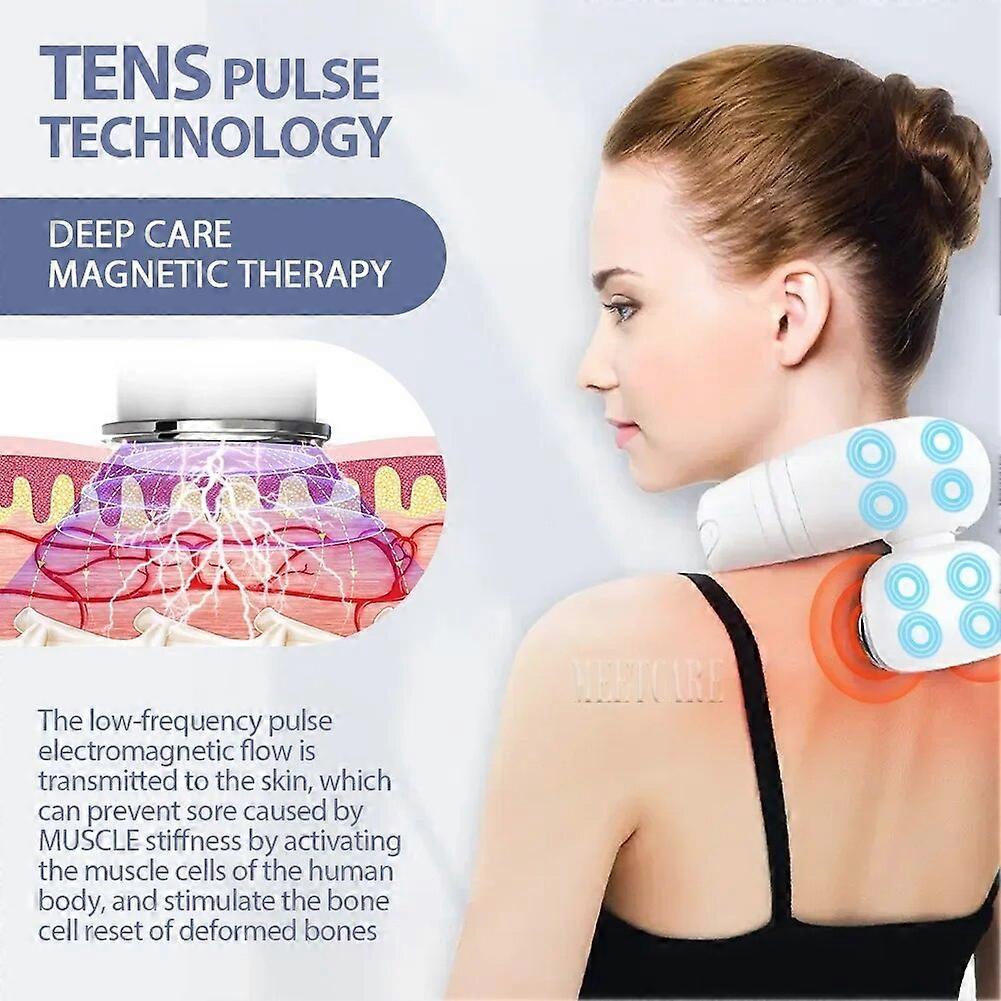 Electric Smart Neck Back Pulse Massager TENS Rechargeable Hot ...