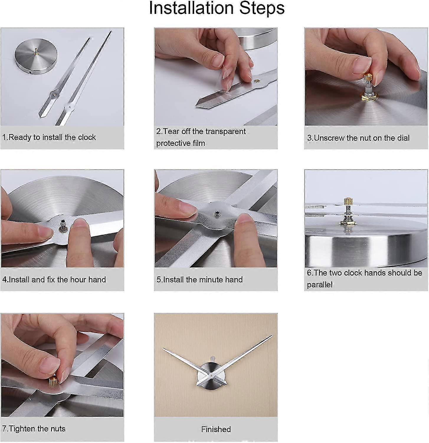 Starlight-large Hands Wall Clock Simple Silver No Numeral Clock ...