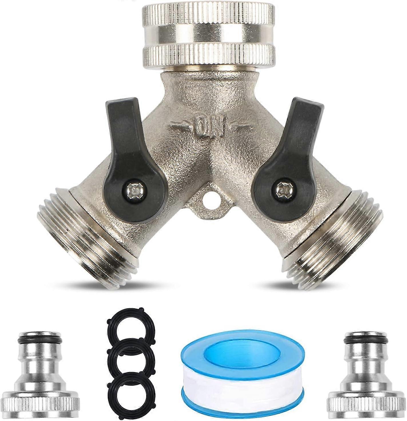 2-Way Y-Distributor, Double Washing Machine Faucet, 3/4" Brass Garden ...