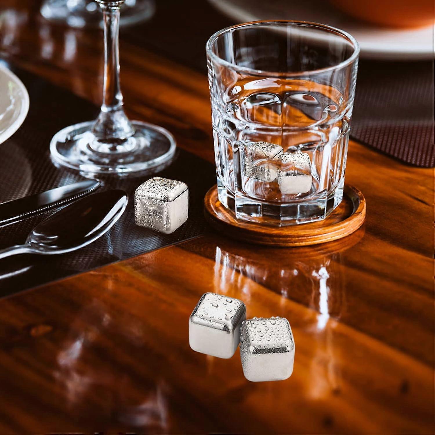 Whiskey Stones Pack of 8 Reusable Stainless Steel Ice Cubes with Tongs ...