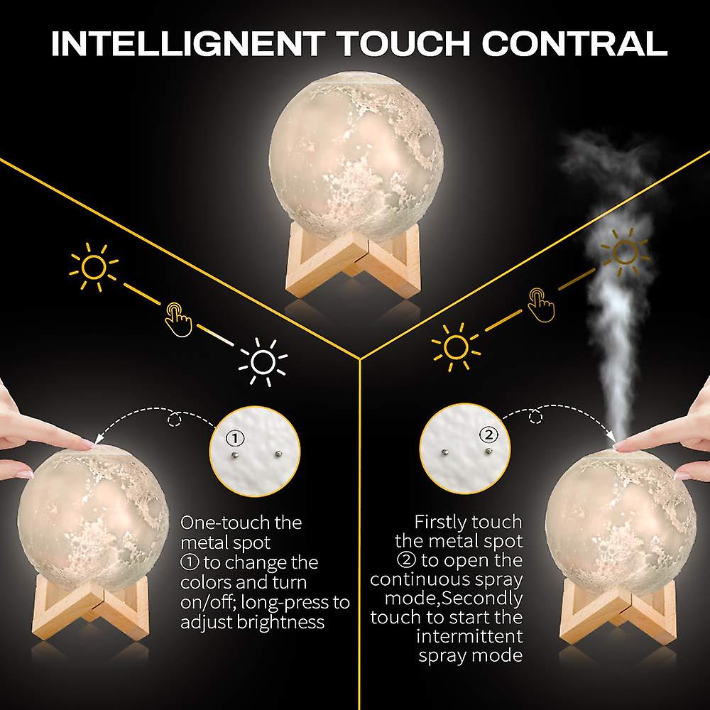 Humidifier Aromatherapy Diffuser, Led Desk Moon Lamp With Cool Mist ...