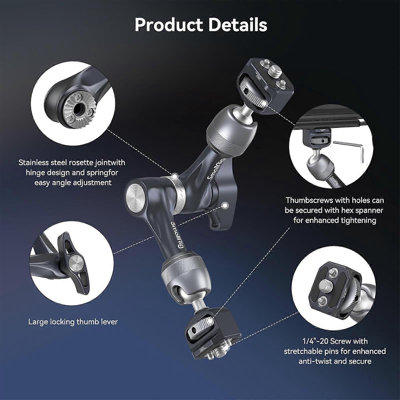 SmallRig 7" Rosette Magic Arm, Camera Monitor Mount, Articulating Arm ...