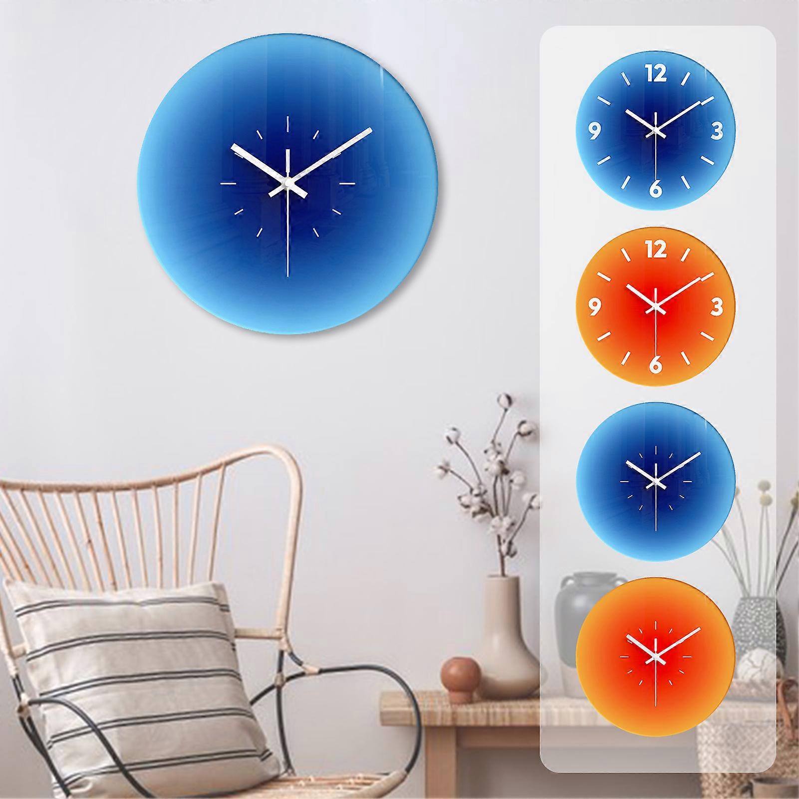 12" Battery Operated Wall Clock Tempered Glass Quiet Quartz Non-Ticking ...
