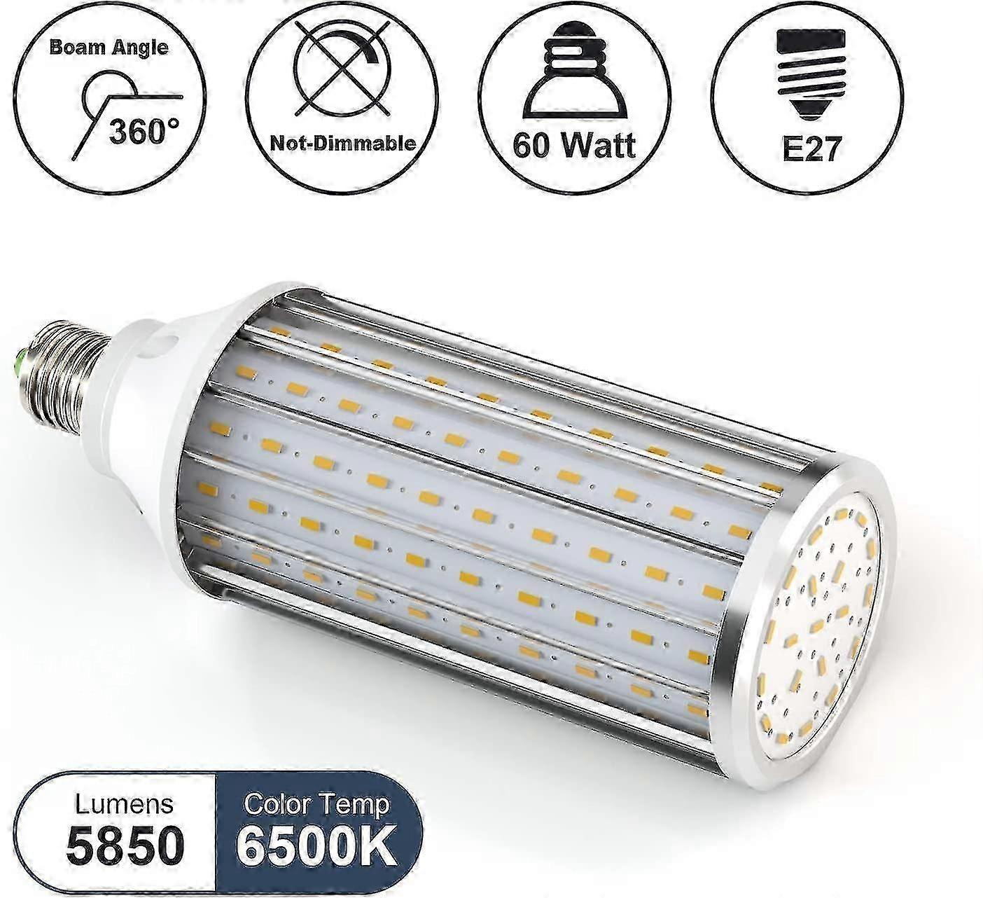 LED Bulbs E27 60W 6000K 5850LM 160X5730SMD Corn Light Bulb, 550W High ...