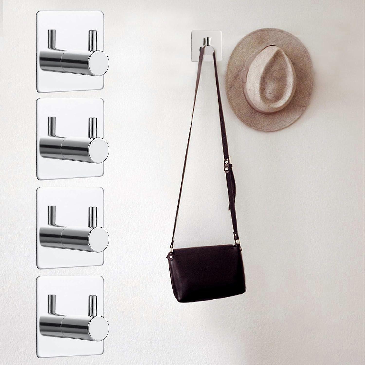 4pcs Package silver adhesive wall hooks, adhesive chrome hooks bath ...