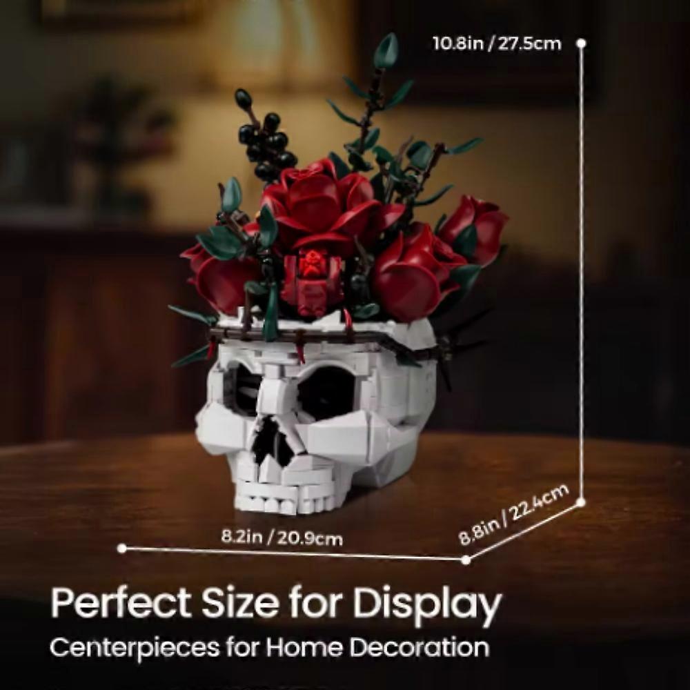 Gothic Skull Rose Bouquet Building Set, Compatible with Lego Flowers ...