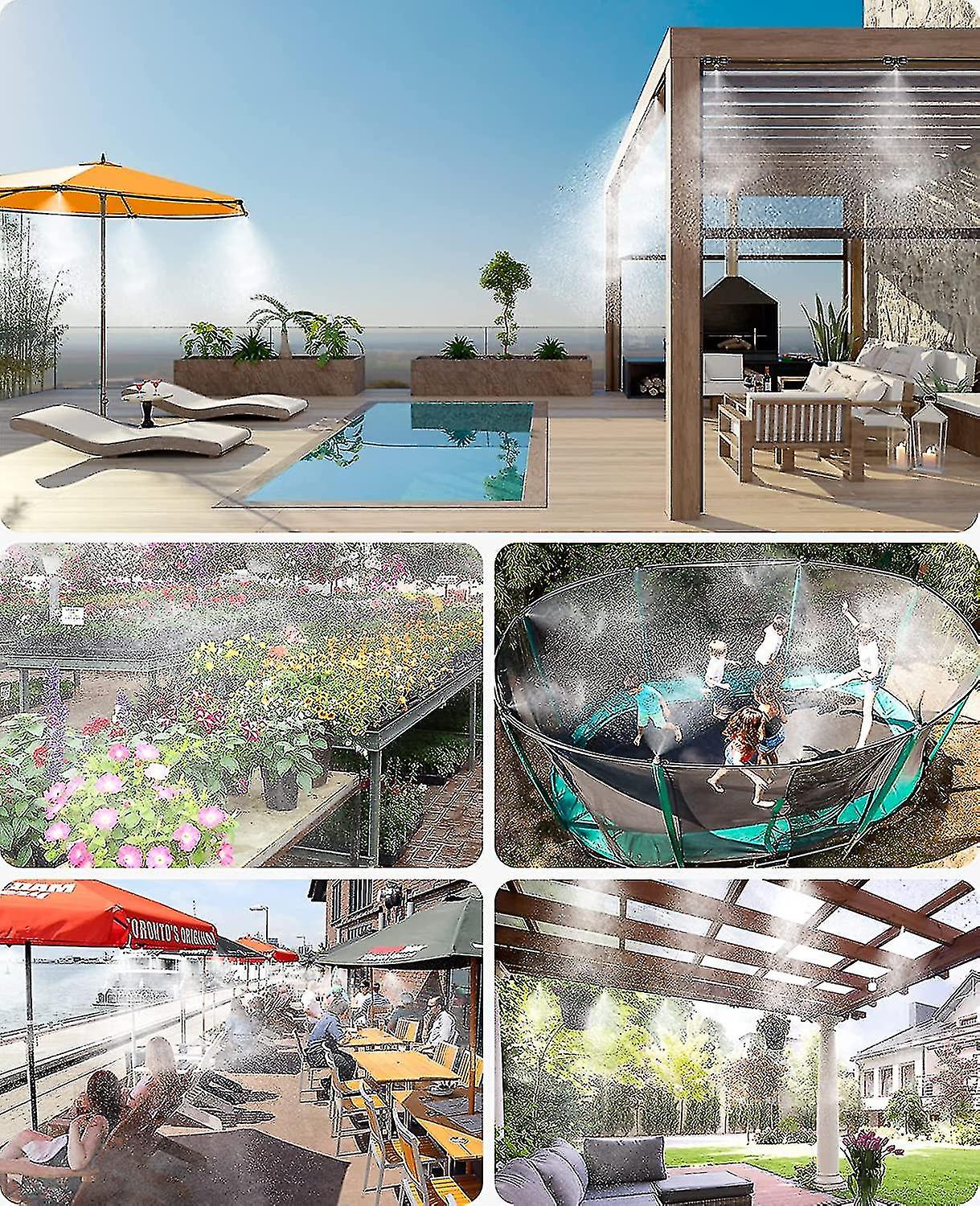 Outdoor Fogr, 18m Patio Fogr With 20 Fogr Nozzles + 6 Spare Nozzles + 1 ...