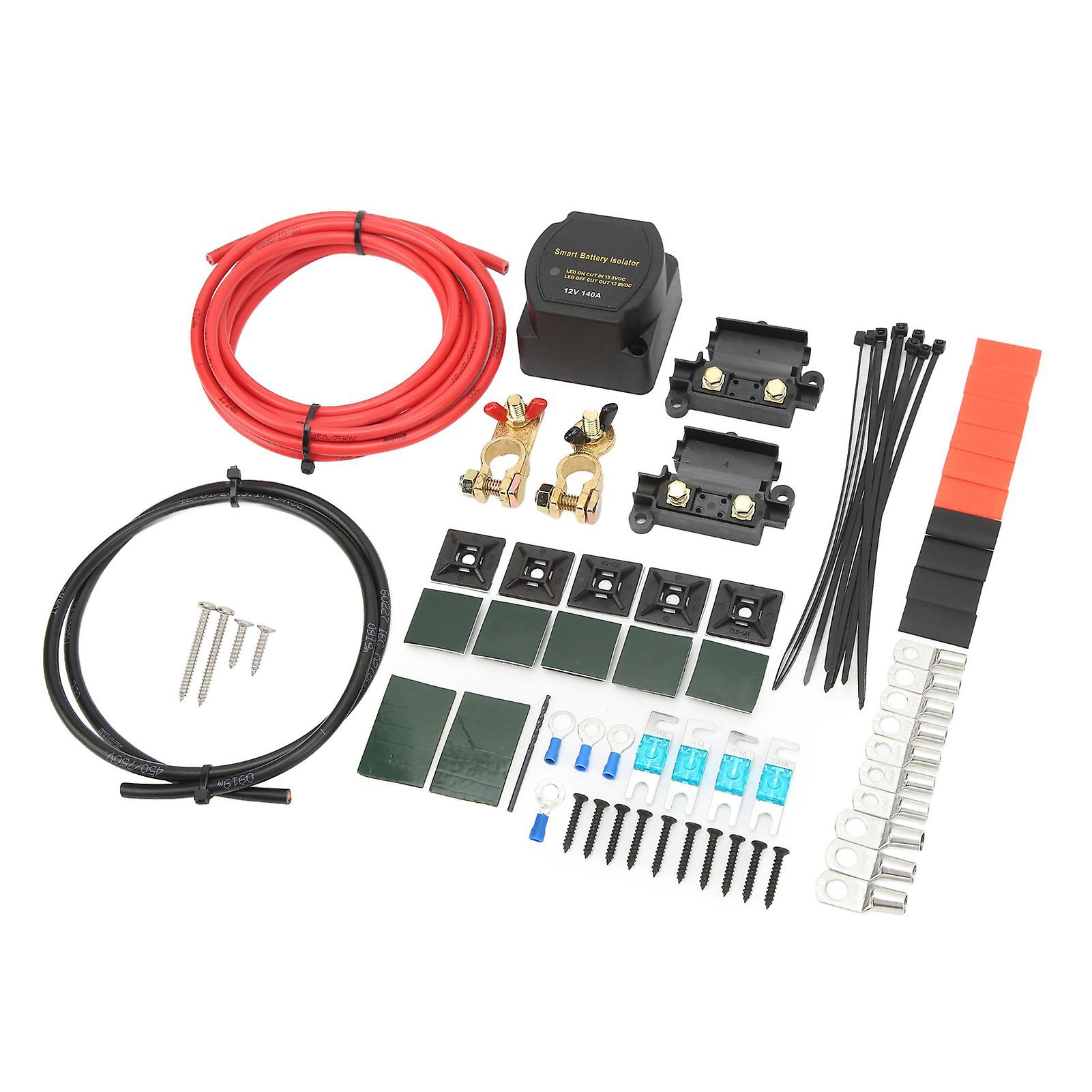 Dual Battery Isolator Kit 140 AMP 12V High Low Voltage Protection ...