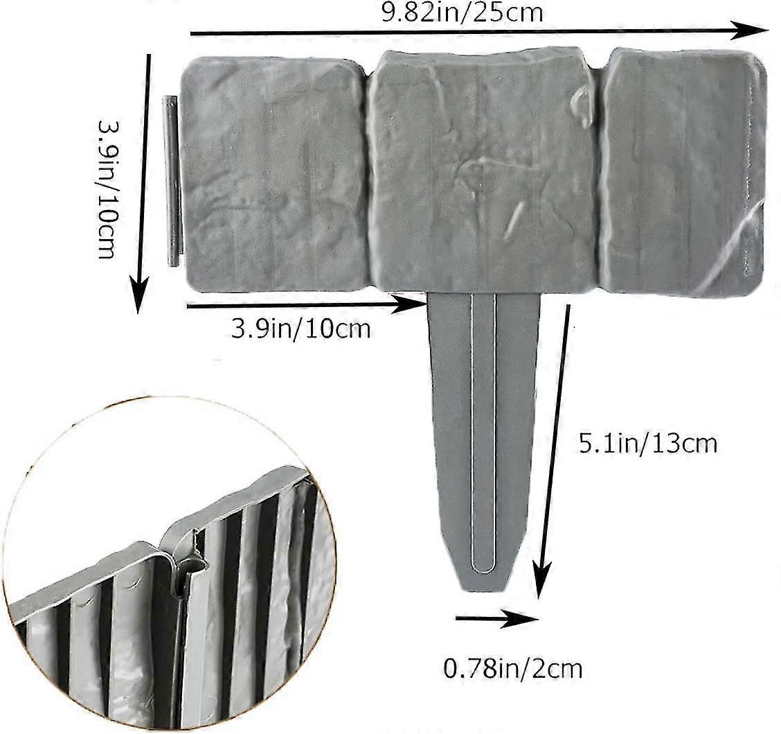 10pcs Stone Garden Edging, Plastic Garden Edging Lawn Edging Gray ...