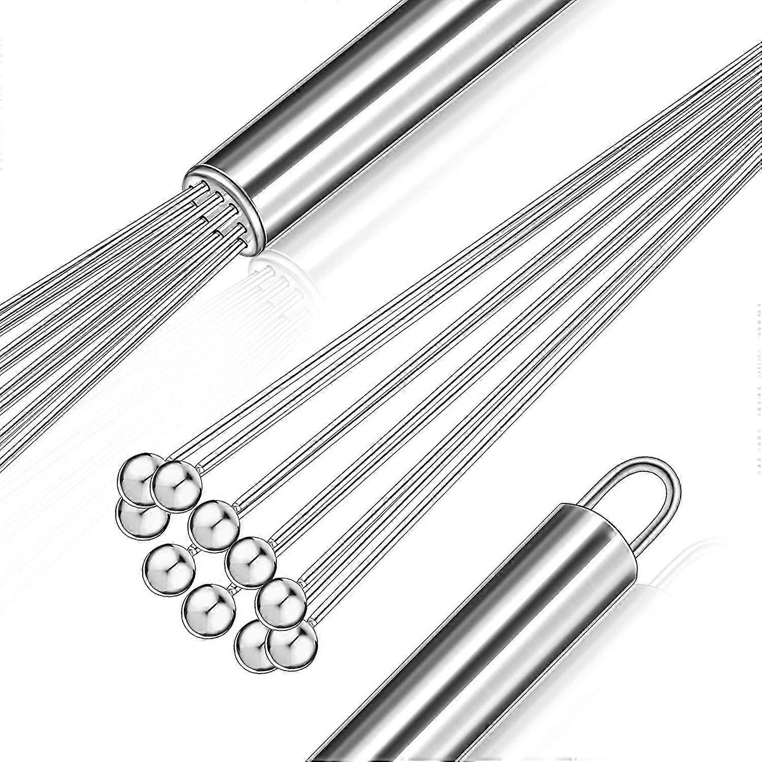 2 Pieces Stainless Steel Ball Whisk Wire Egg Whisk Set Kitchen Whisks ...