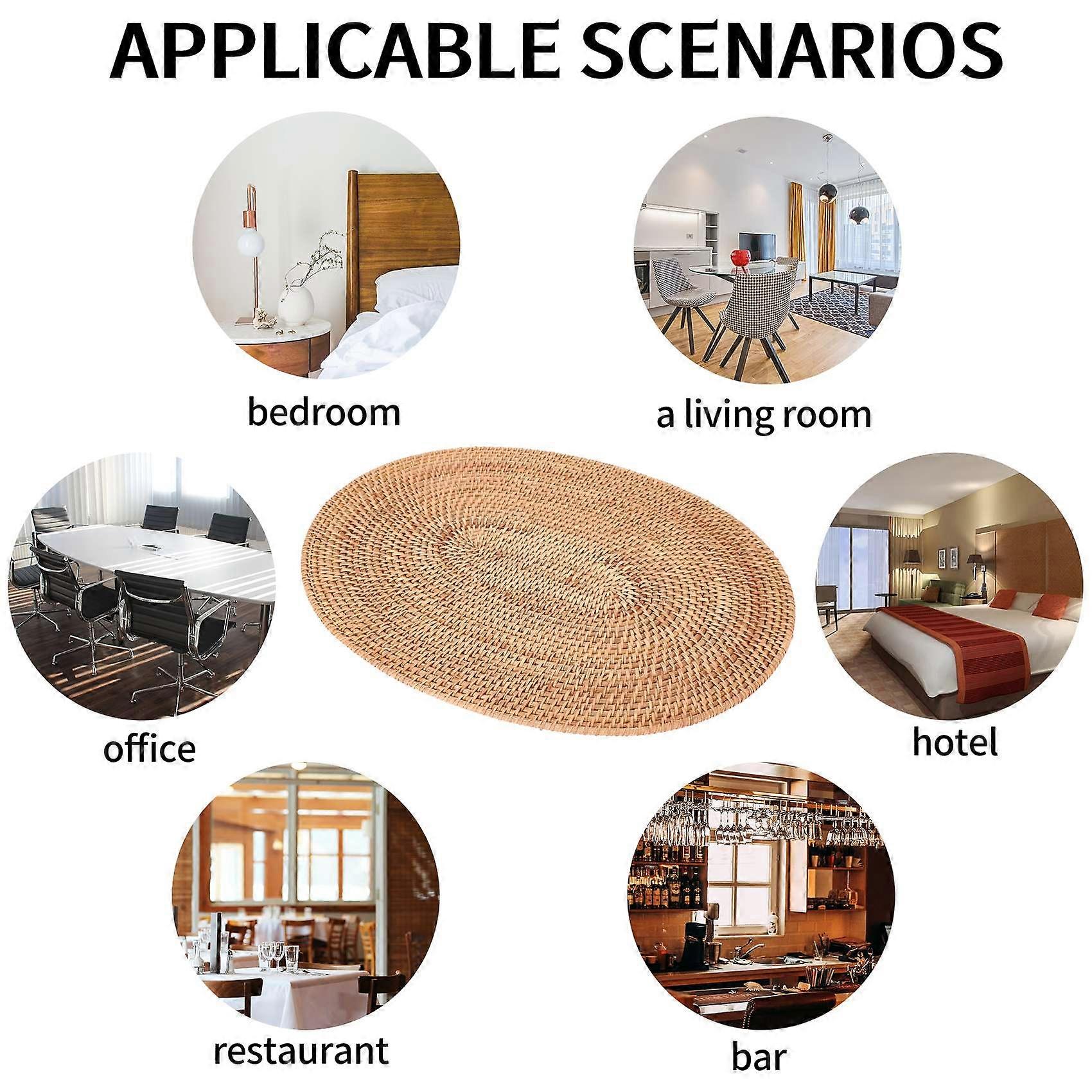 Rattan Woven Placemats Oval Round Table Mats Non Slip Heat Place Mat ...