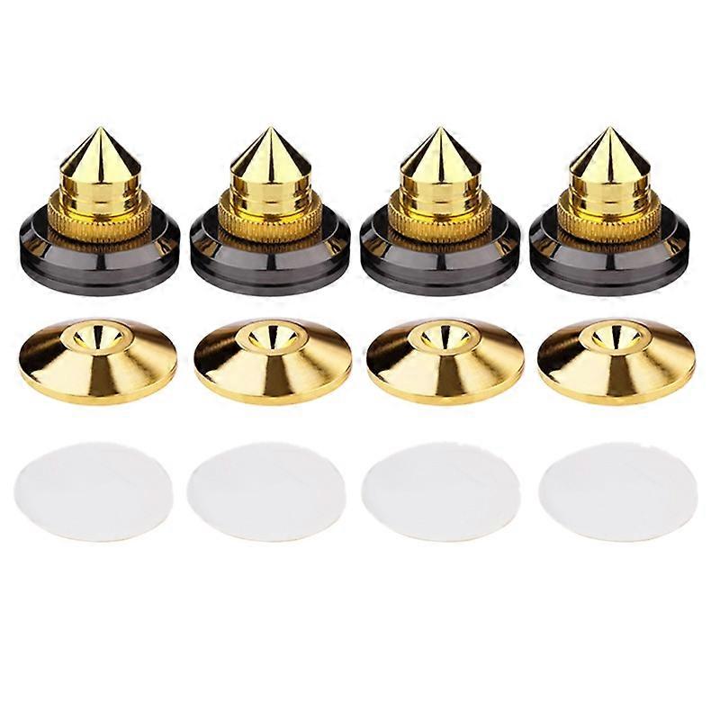 4 Set Gold Speaker Spike with Floor Discs Stand Foot Isolation Spikes ...