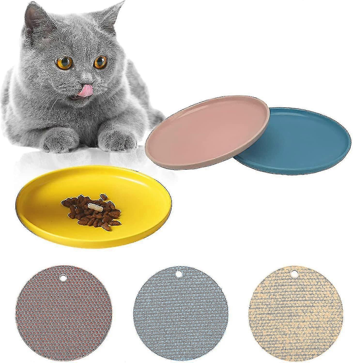 Ceramic Shallow Cat Dish Cat Wet Food Feeding Plates Wide Flat Cat Bowl ...