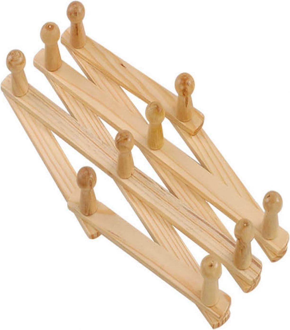Expandable Wood Wall Rack Folding Hanger Wooden Hook Wall Mounted ...