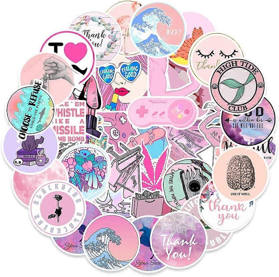 50 pieces pink cute girl stickers, vinyl waterproof decals for kids ...