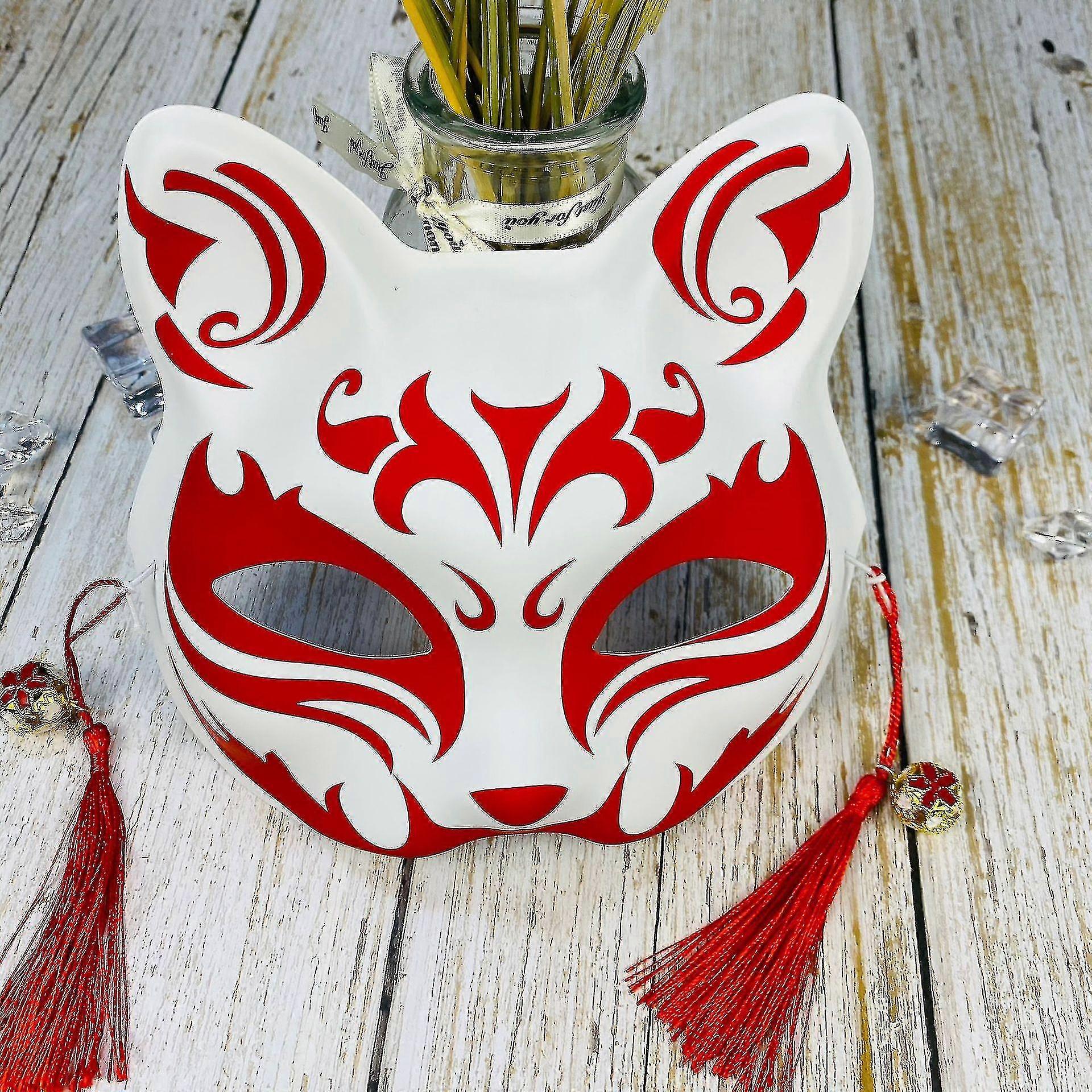 Japanese Mask Half Face Hand-painted Cat Fox Mask Anime Demon Slayer ...