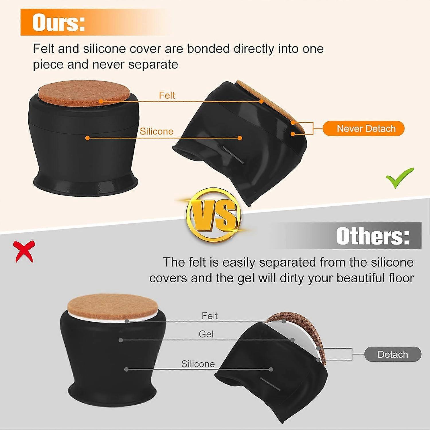 Silicone Chair Leg Floor Protectors,16pcs Floor Protectors for Chairs ...