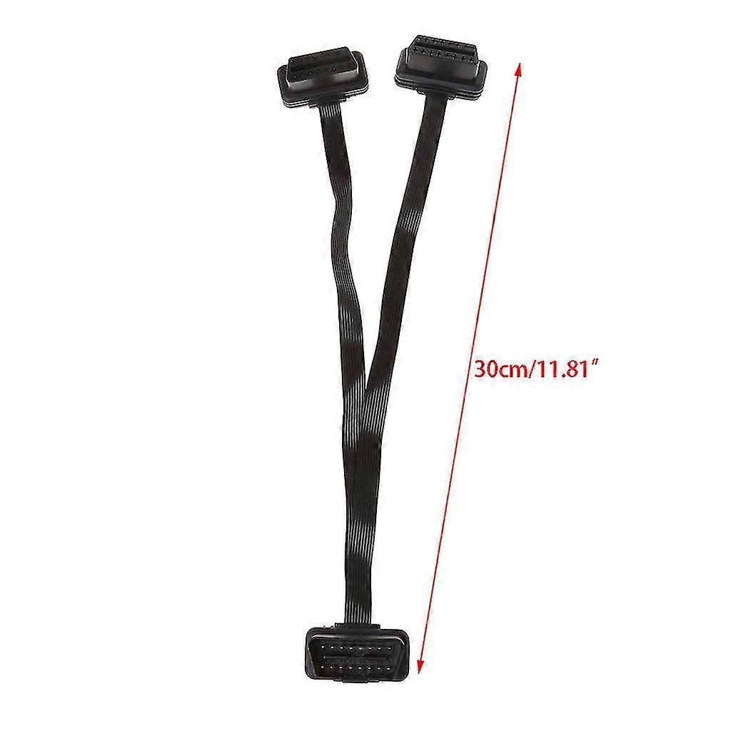 16 Pin Obd2 Male To Double Female Splitter Flat Thin Y Connector ...