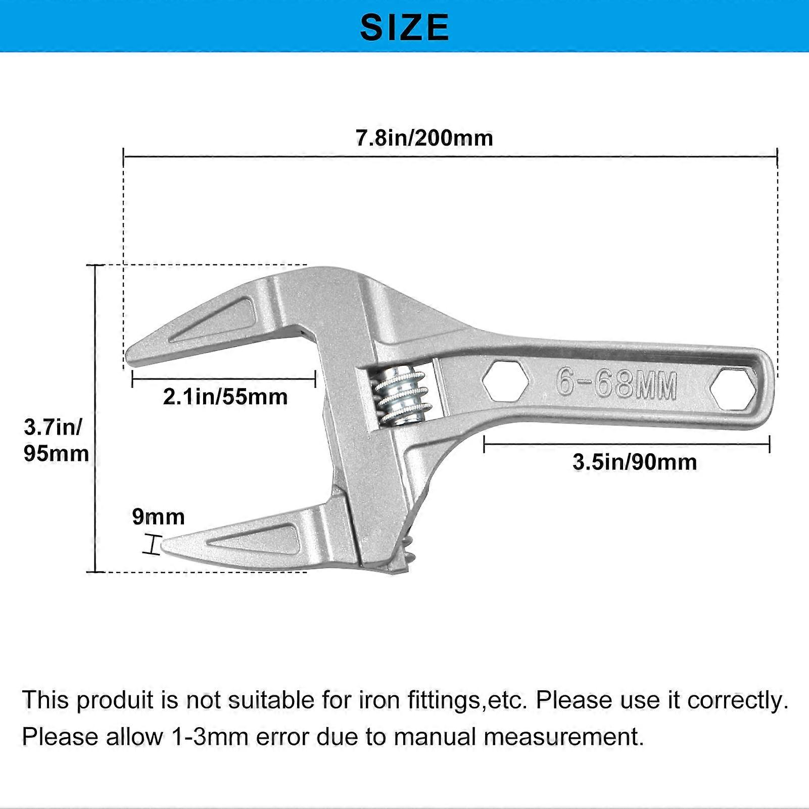 Adjustable Wrench 6-68 mm Adjustable Wrench Short Shaft Large Openings ...