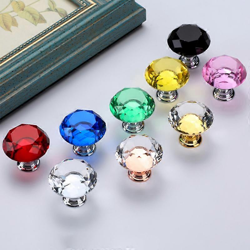 6Pcs Ultra-light 40mm k9 Crystal Glass Zinc Alloy Cabinet Drawer Handle ...