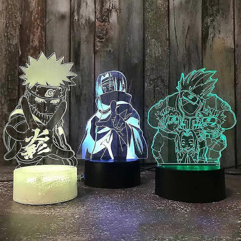 3d Night Lights Naruto Team Uzumaki Naruto Sasuke Sakura Figure Led ...