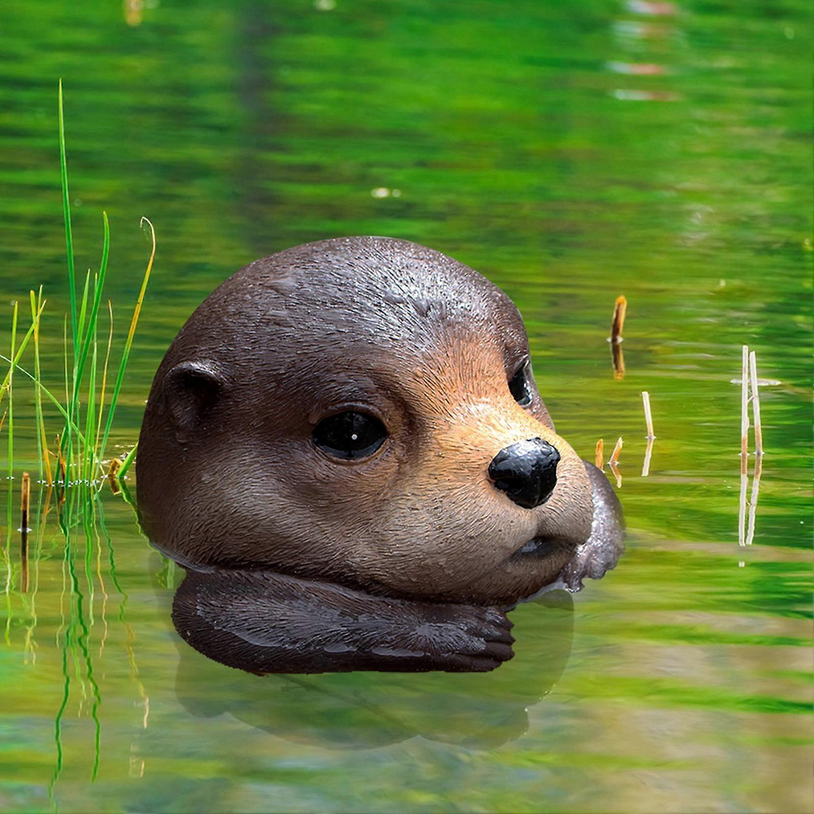 Floating Otter Head Figurine Resin Bank Beaver Statue Model Sculpture ...