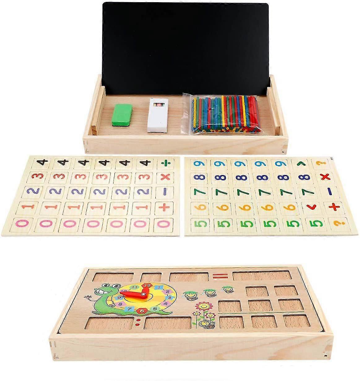 Math Toy Wooden Learning Box Number Learning Game With Drawing Wooden ...