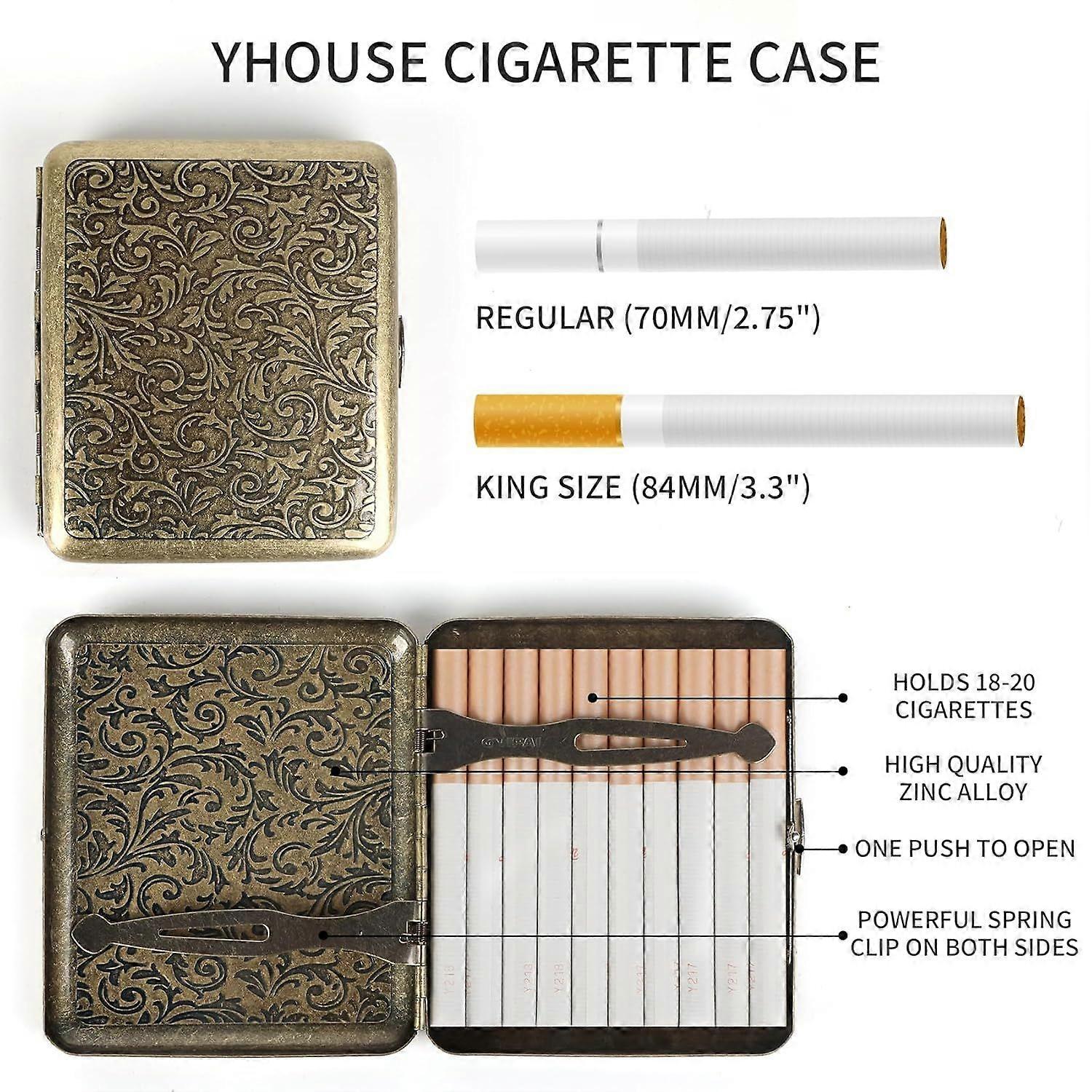 Cigarette Case - Retro Metal Cigarette Box Double Sided Spring Clip ...