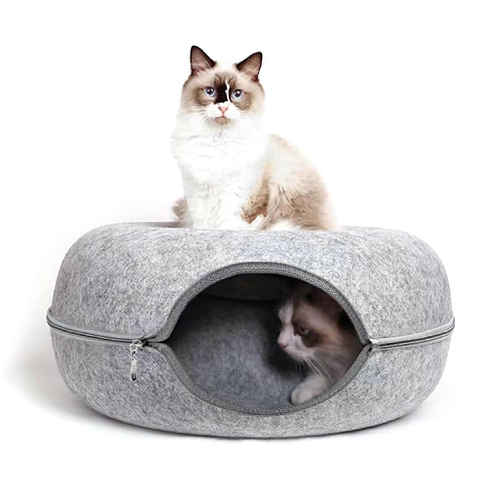 Cat Tunnel Bed with for Peep Hole 9.8in Diameter Felt Tube Playing ...