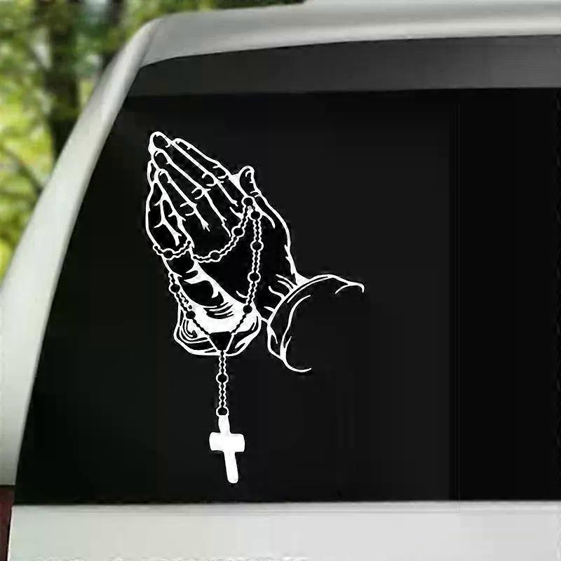 1pc Car Fashion Sticker Praying Hands and Rosary Sticker Auto Styling ...