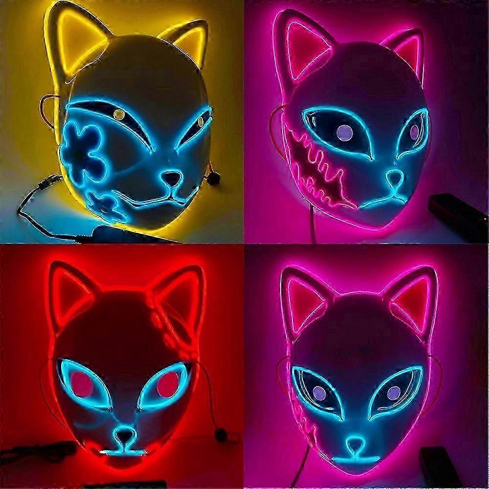 Demon Slayer Glowing El Wire Mask Anime Characters Cosplay Costume ...