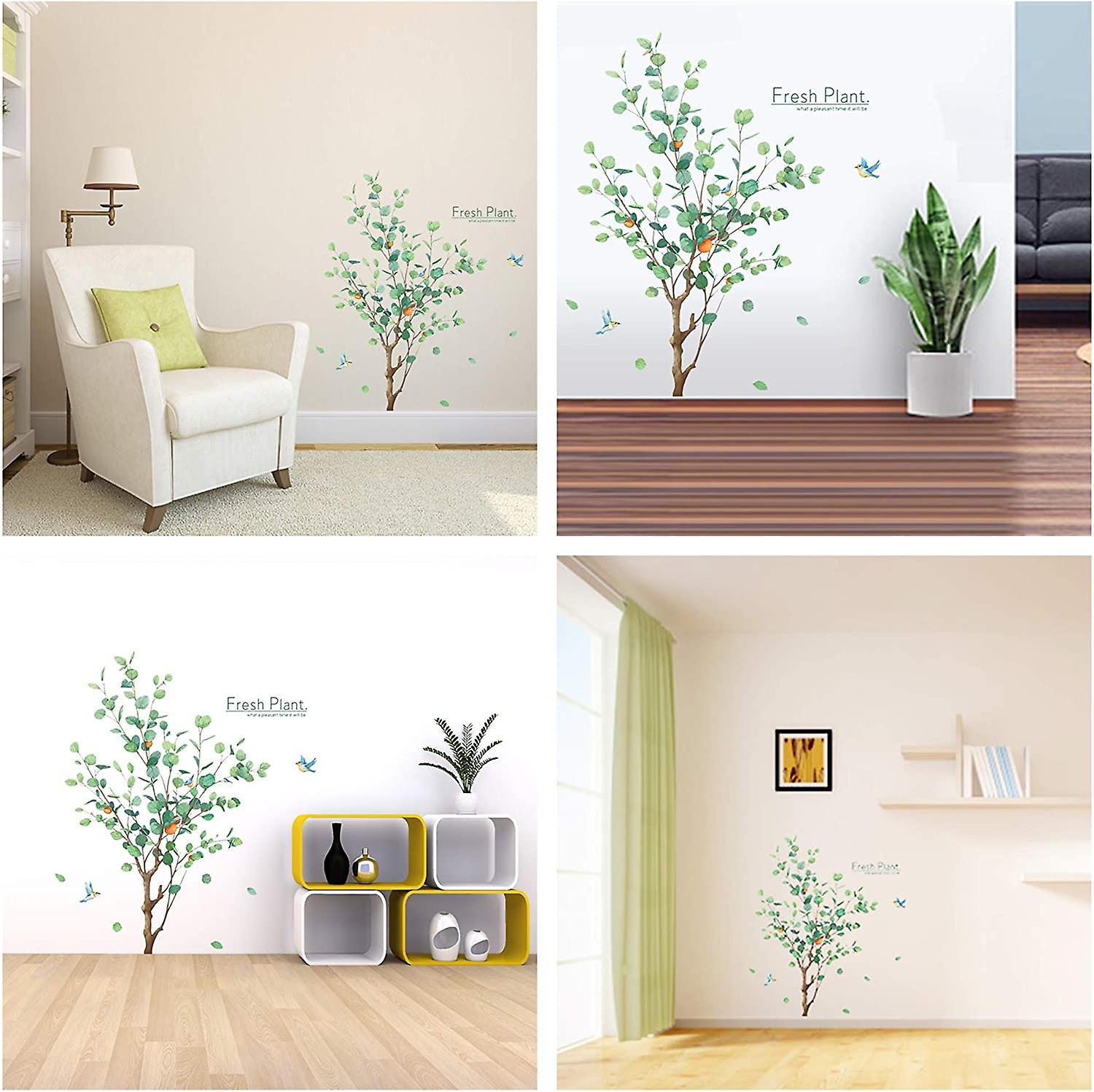 Nature Fresh Plants Orange Tree Birds Vinyl Wall Stickers Removable Pvc ...