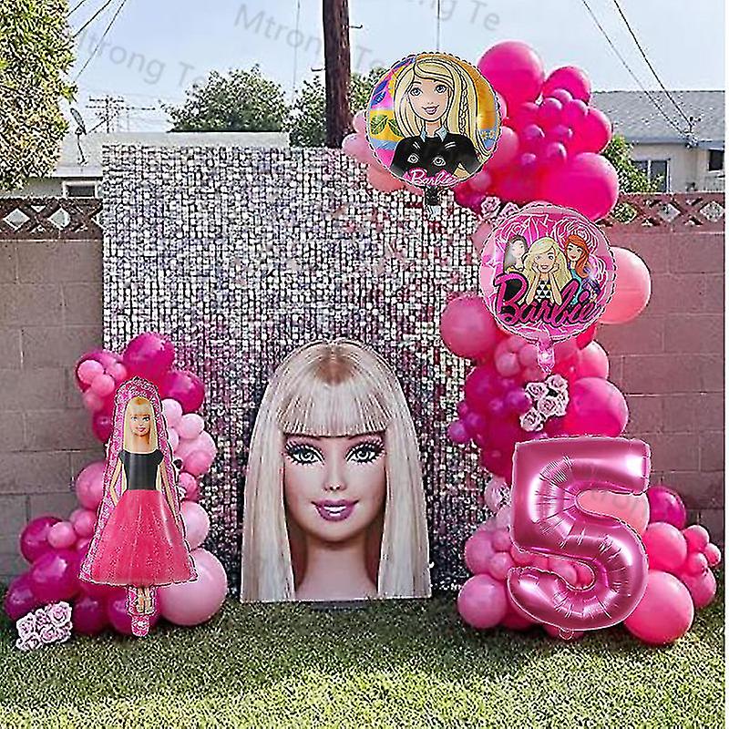 1set Barbie Tema Globo de látex Número rosa Globos Baby Shower Para ...