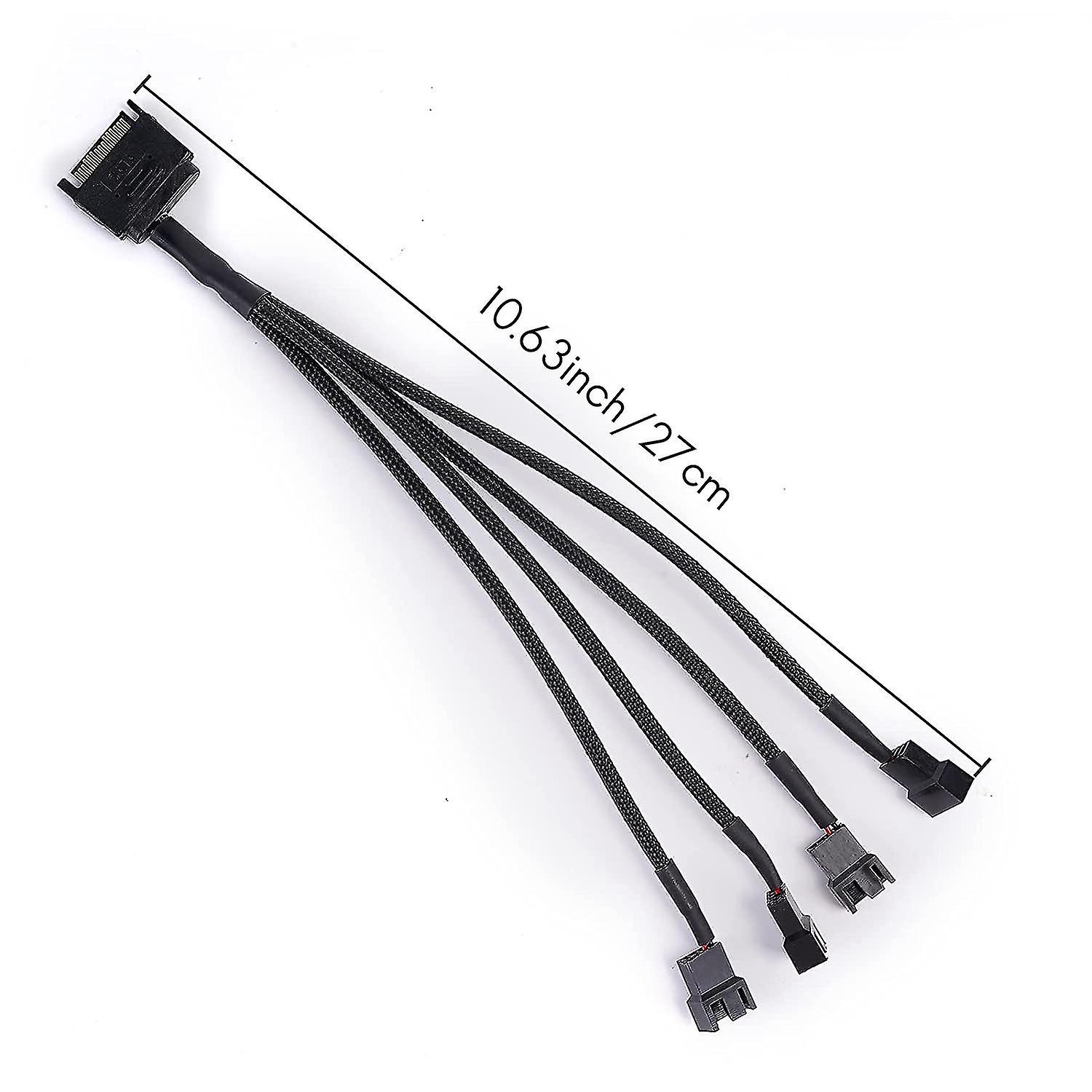 Adapterkabel för kylfläkt, 15-stifts SATA till 4 x 3-stifts / 4-stifts ...