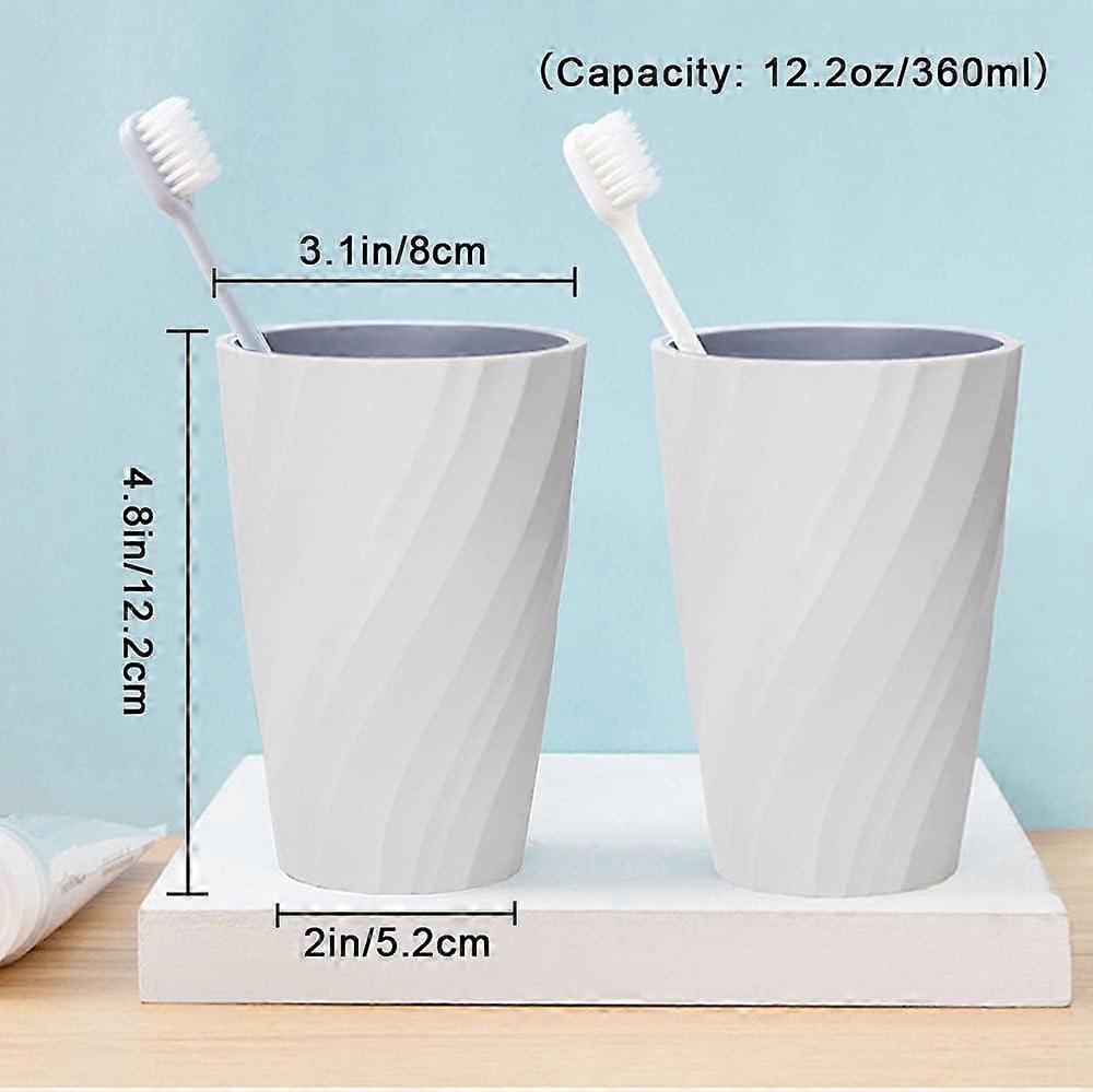 2 Pack Unbreakable Soft and Durable Bathroom Toothbrush Tumblers (White ...