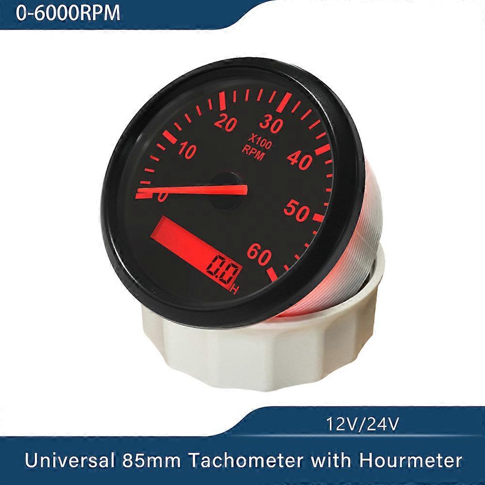 New 3-8K RPM Tacho Tachometer Gauge REV Counter With Hour Meter 85mm ...