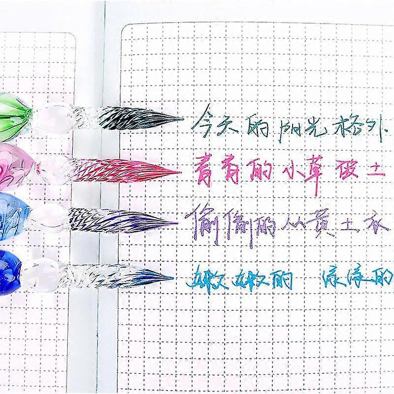 Glass Calligraphy Pen Crystal Glass Dip Ink Pen Set Non-carbon Ink ...