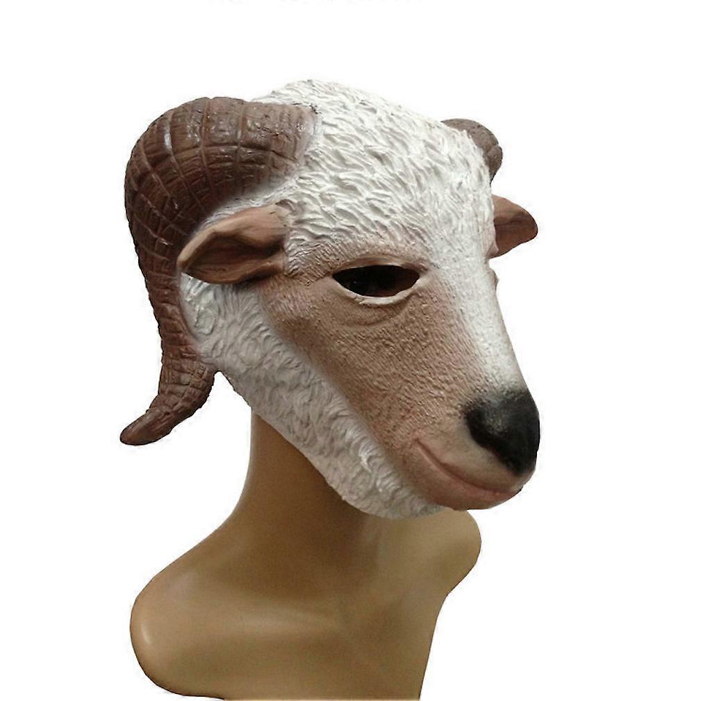 Sheep Head Mask Latex Full Face Cover Halloween Cosplay Prop | Fruugo UK
