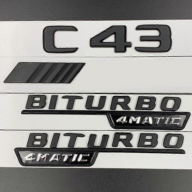 Black 3D ABS Car Fender Badge Rear Trunk Stickers For Mercedes C43 AMG ...