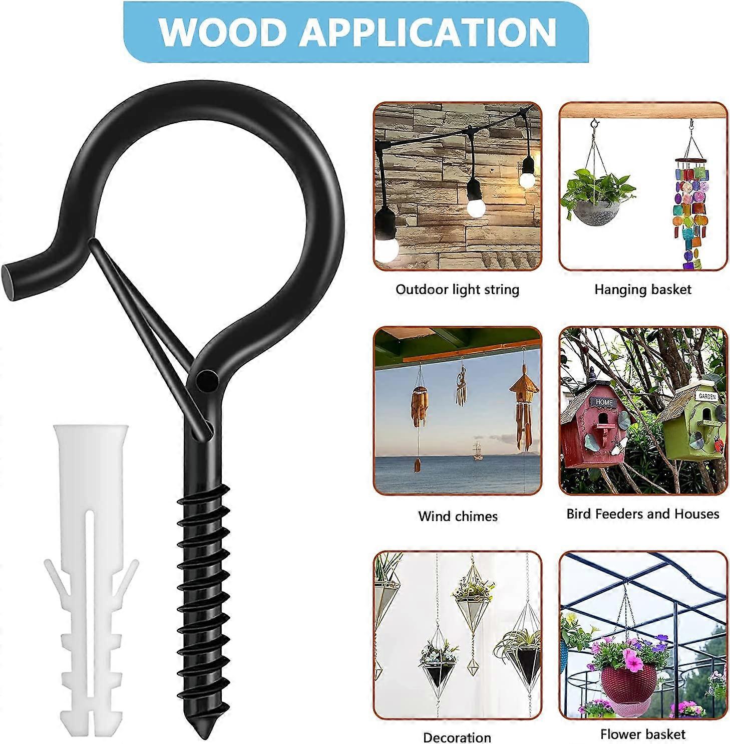 Screw Hooks, 12pcs Screw Hooks Outdoor Light Wire Hooks with Drill Bit ...
