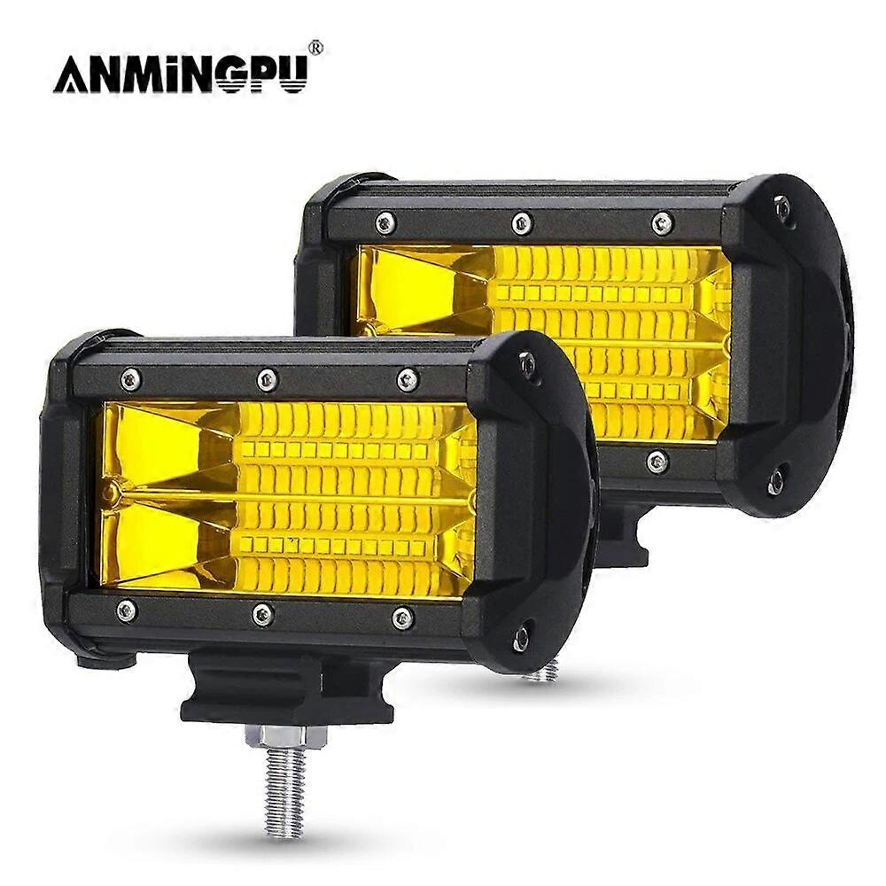 ANMINGPU 5inch White Yellow LED Light Bar 12V 24V 72W Spot Beam LED ...