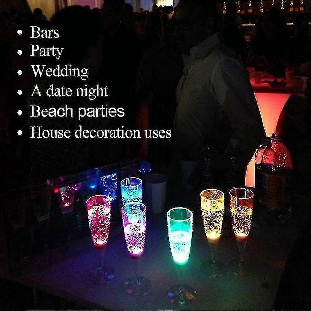 6 Pcs Led Wine Champagne Flute Glasses Water Liquid Activated Flashing ...