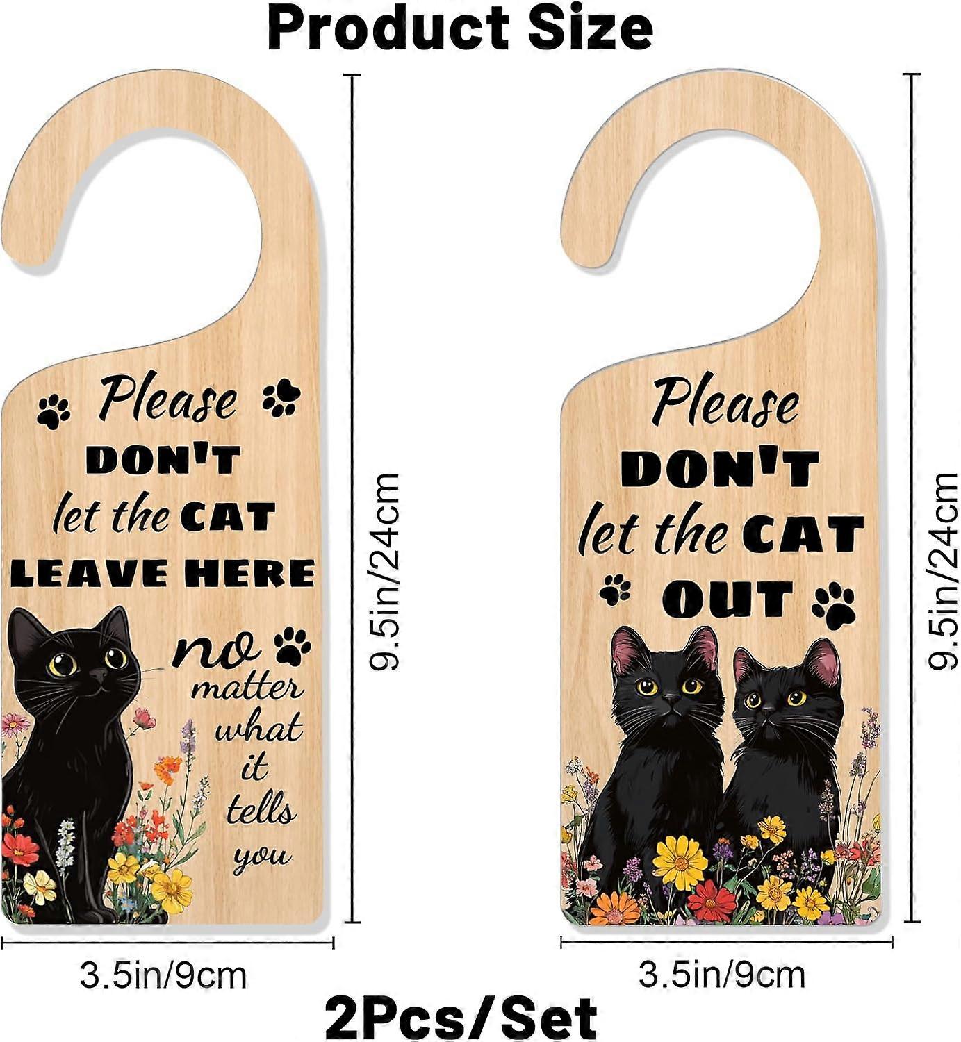 2 Pack Don't Let The Cat Out and Don't Let The Cat Leave Here Door Sign ...