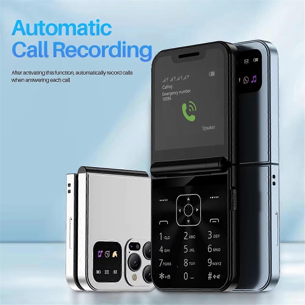 A50 Pro Flip Phone Dual SIM Card GSM Automatic Call Recording 2.4 Inch ...