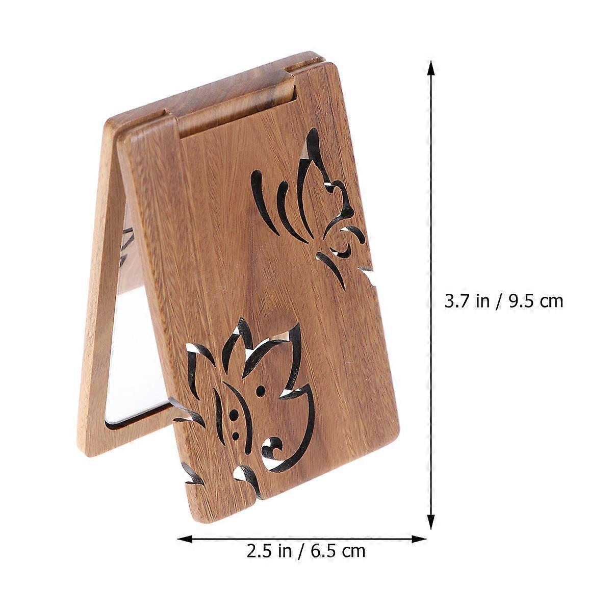 Foldable Mirror Portable Makeup Mirror Black Gold Wooden Practical ...