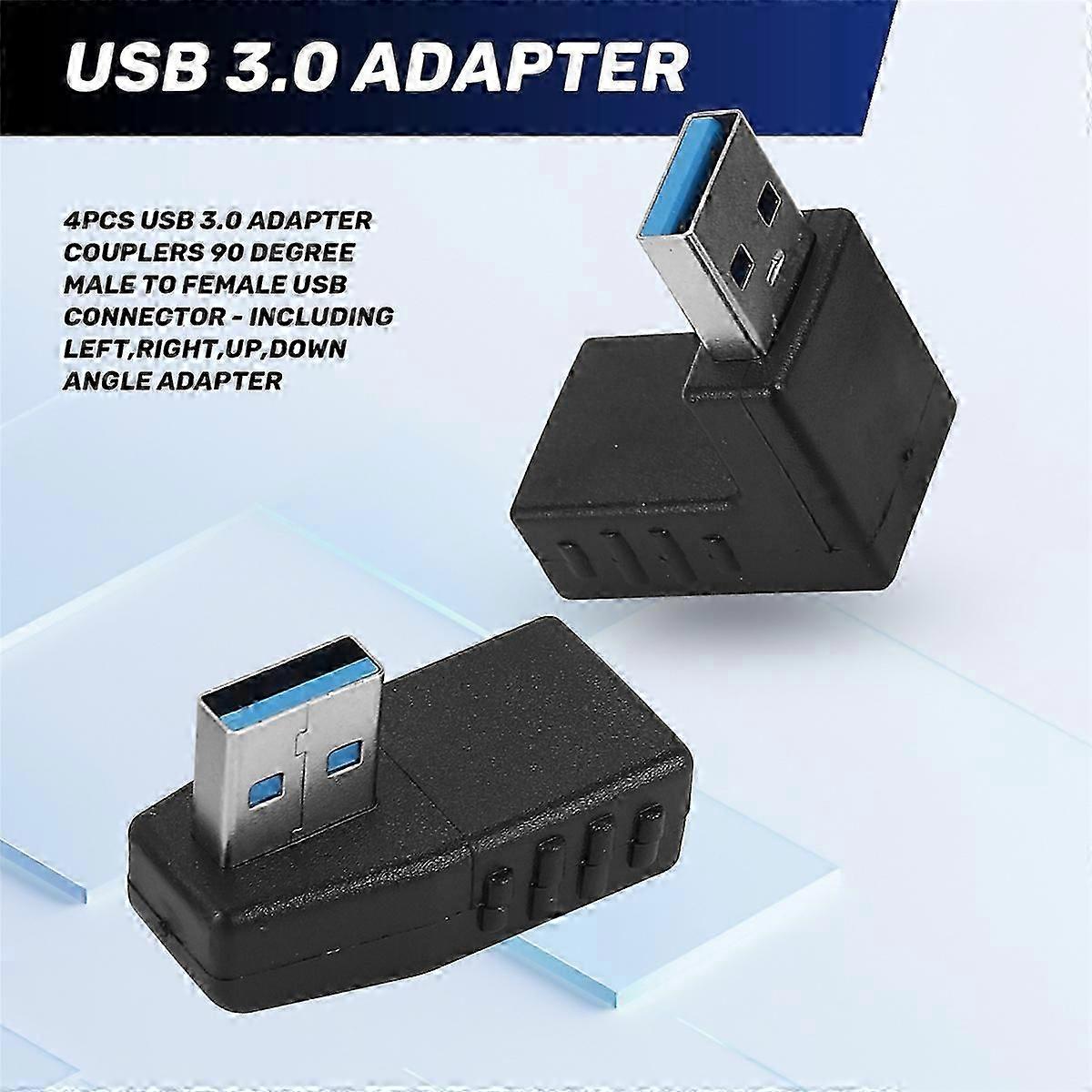4PCS USB 3.0 Adapter Couplers 90 Degree Male to Female USB Connector ...