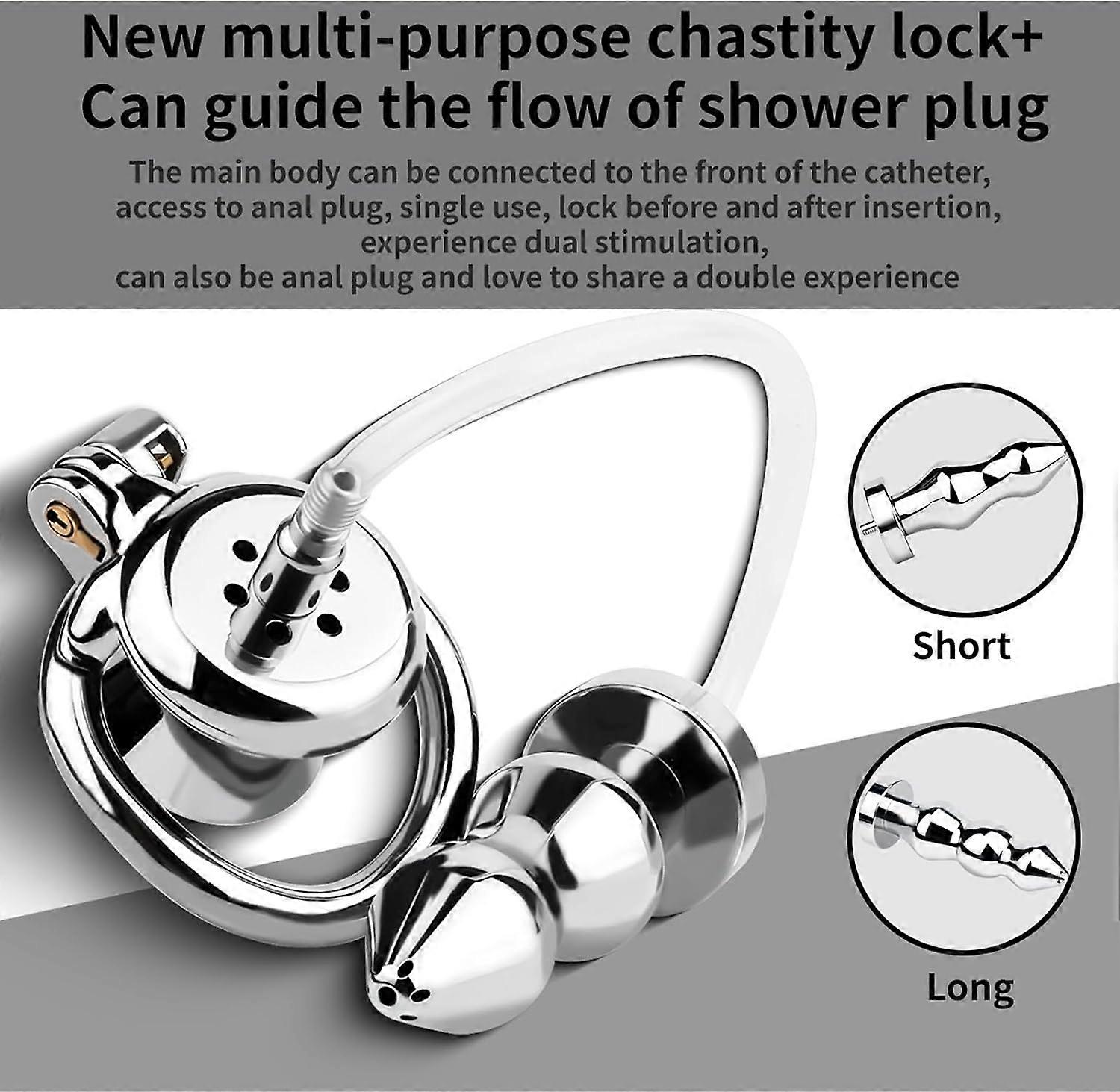 Stainless Steel Cage Chastity Cage Plug Set Urethral Dilator Flat ...